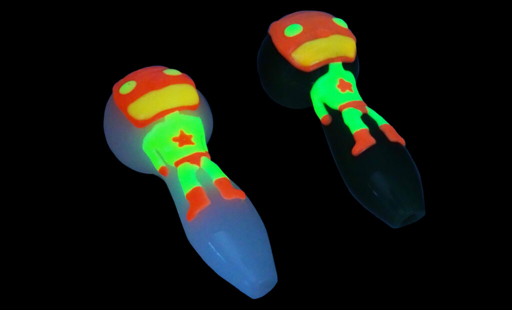Super Hero Glow-in-the-dark Glass Hand Pipe - Happy Head Shop