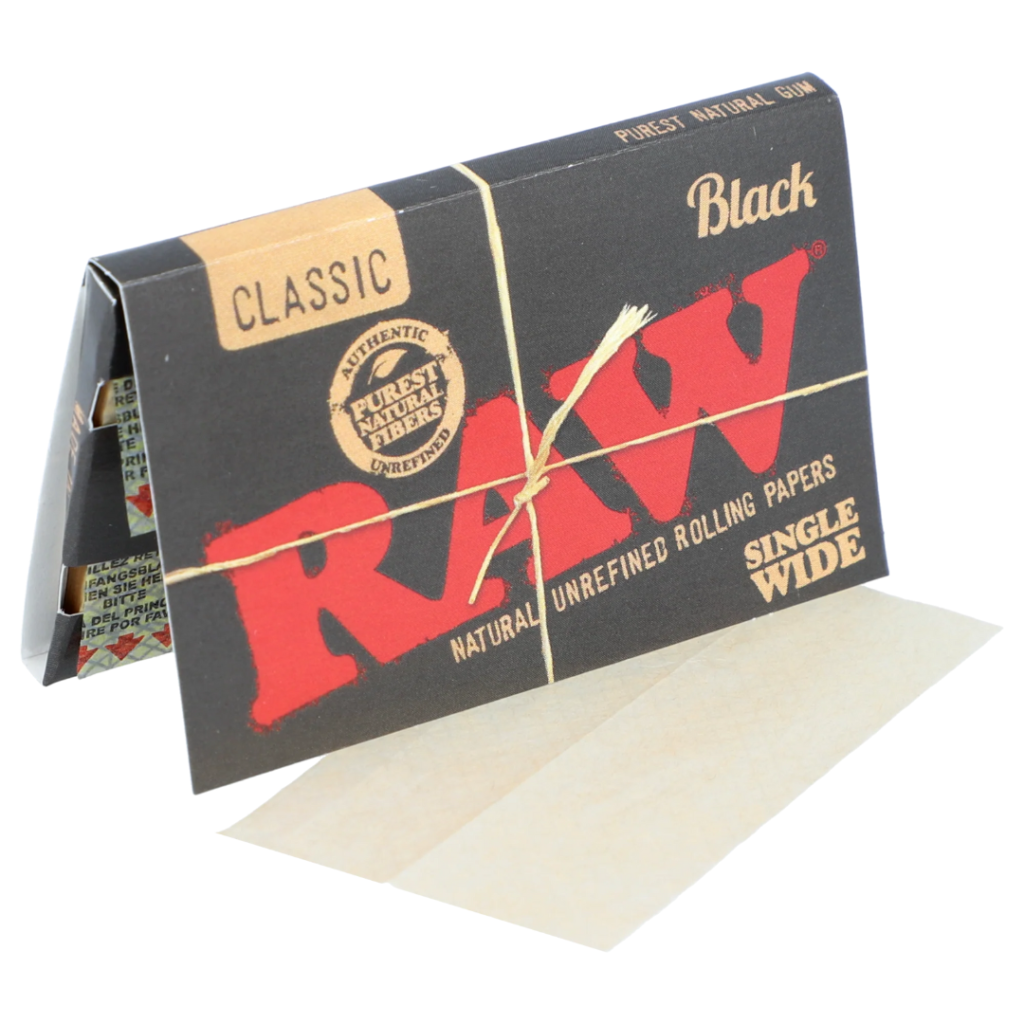 RAW Black Single Wide Classic Hemp Rolling Papers Online.